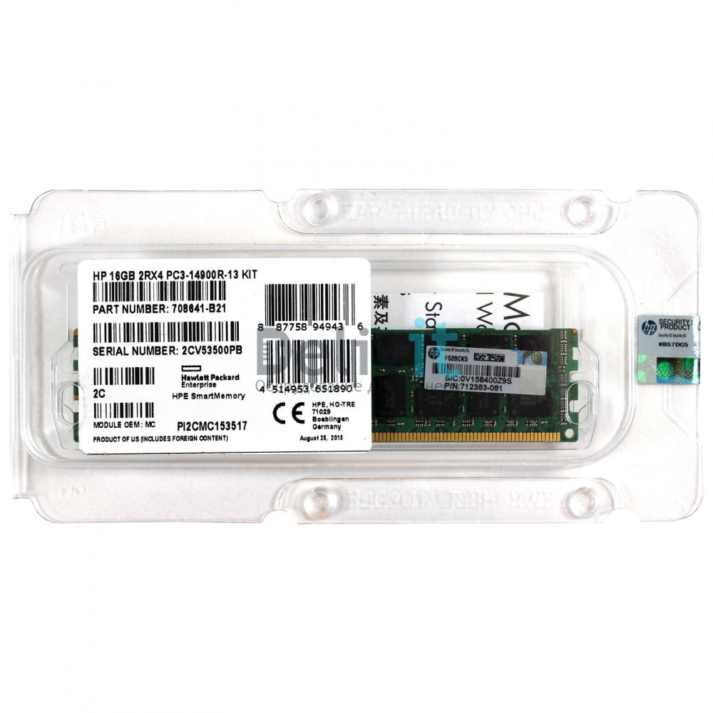 708641-B21 - Купить Серверная оперативная память HP 16GB 1x16GB Dual ...